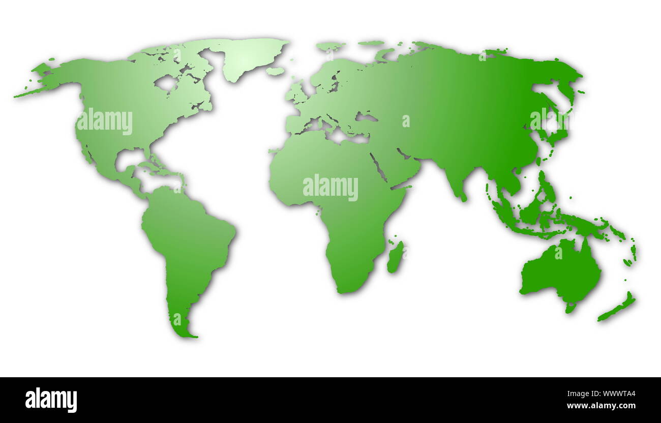 isolated map of the world with all continents showing global economy ...