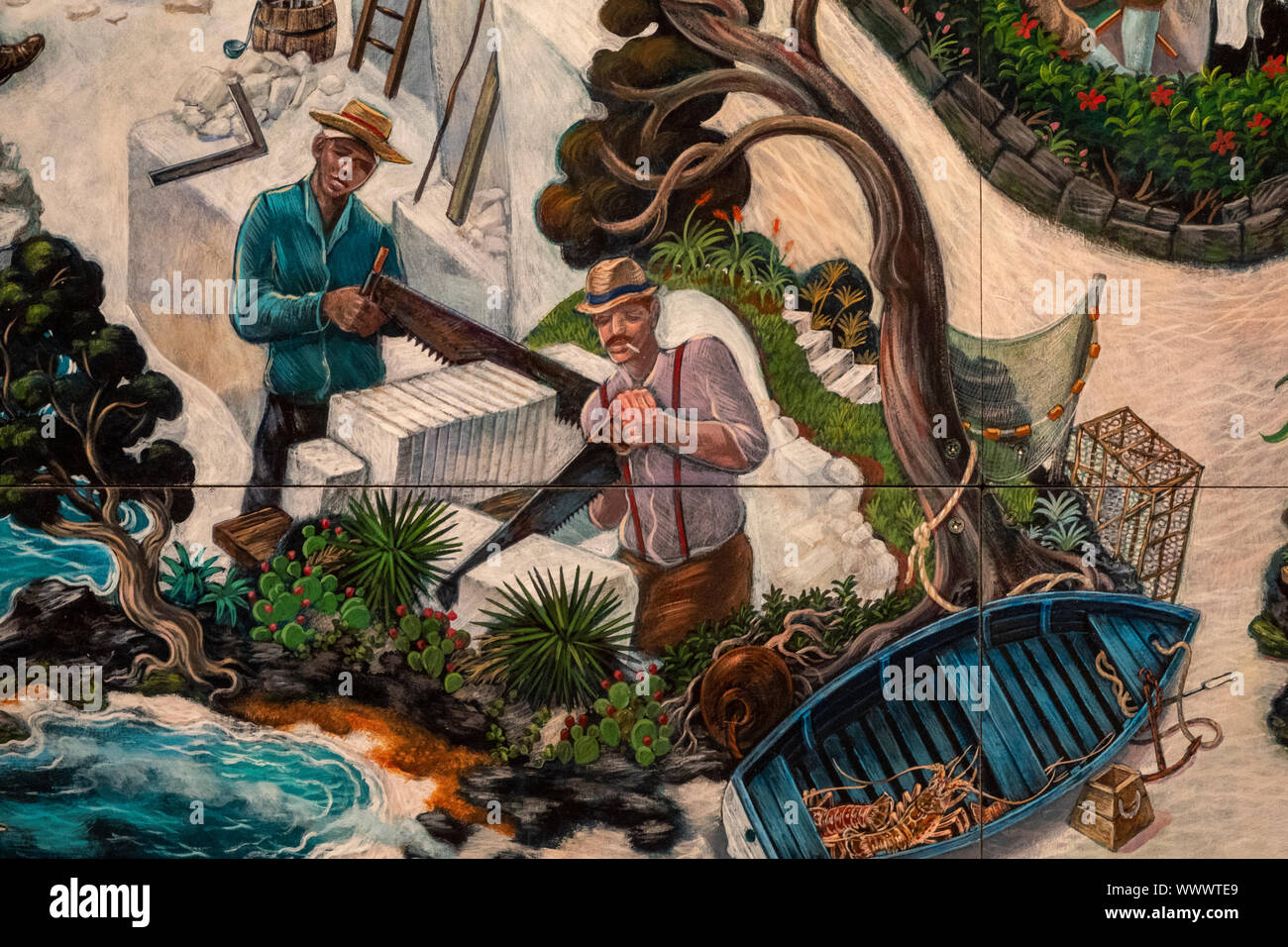 Detail of the mural in the Commissioner's House, Bermuda painted by ...