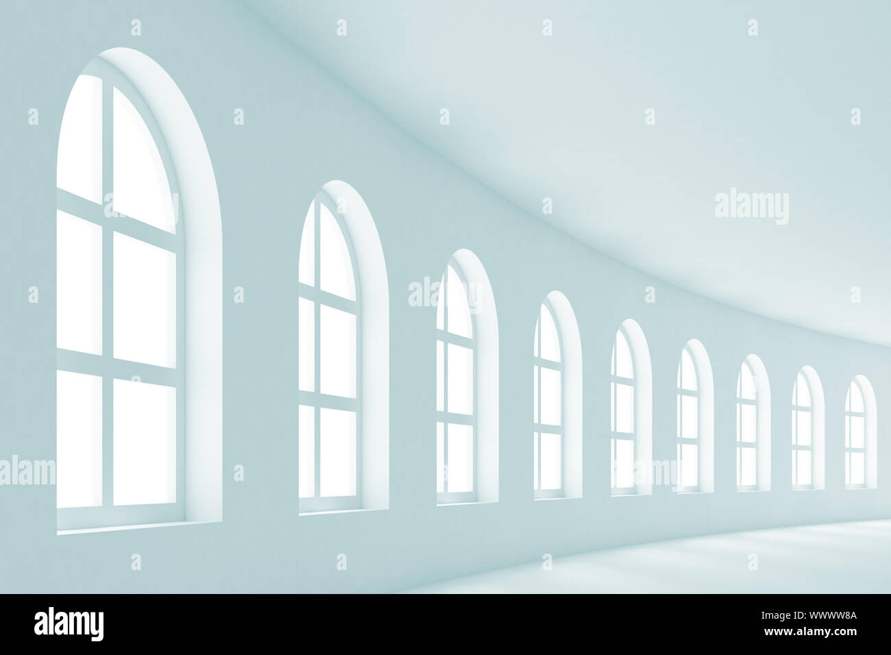 3d Illustration of Blue Abstract Hall Interior Stock Photo - Alamy