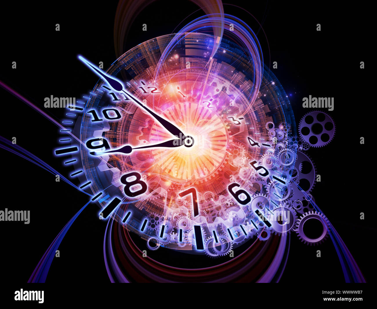 Backdrop composed of gears, clock elements and abstract design elements ...