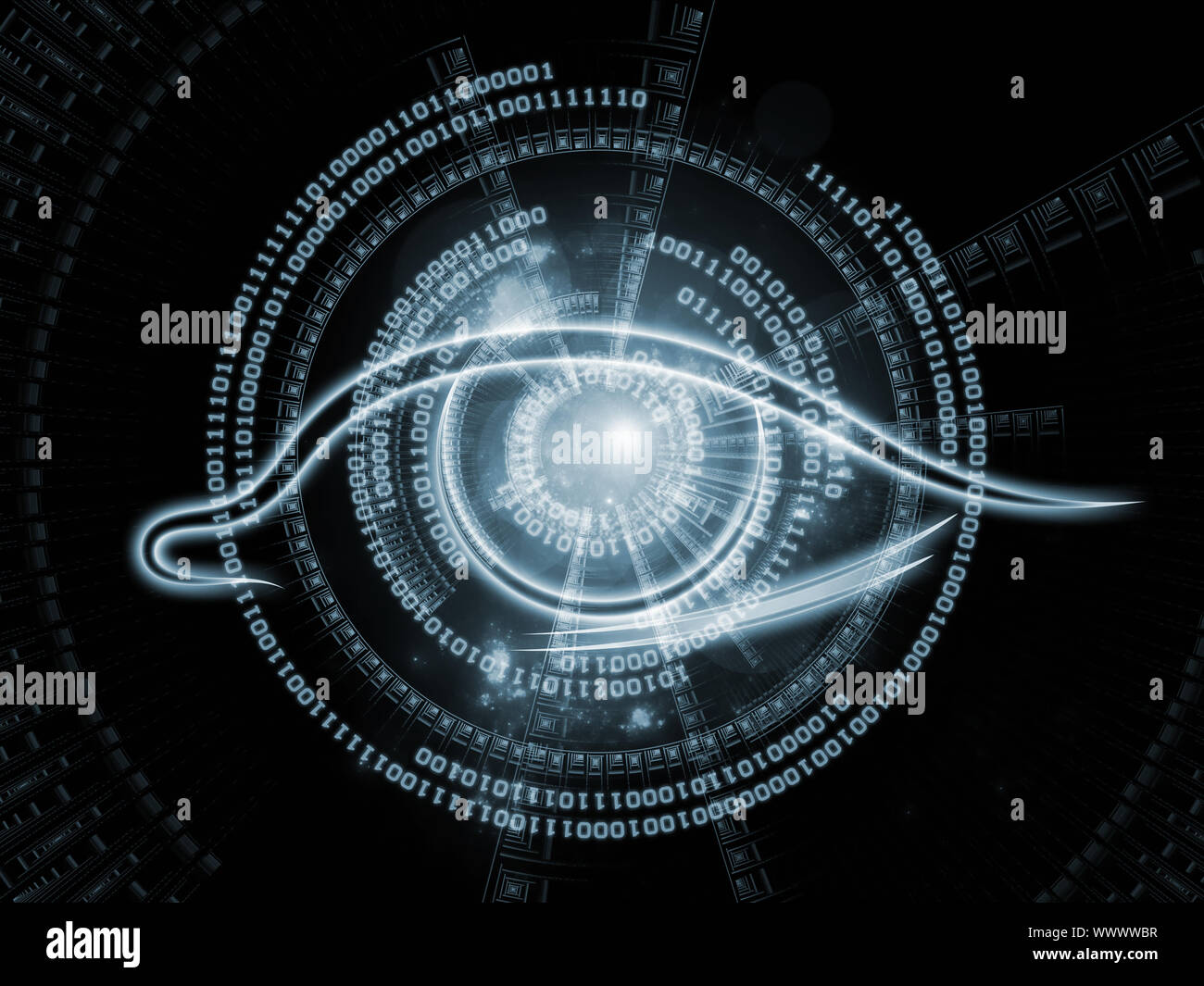 Composition Of Eye Outlines Fractal And Abstract Design Elements On