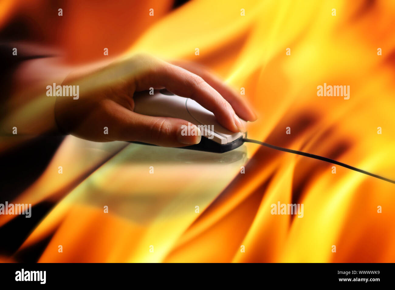 mouse in hand hard work concept Stock Photo - Alamy