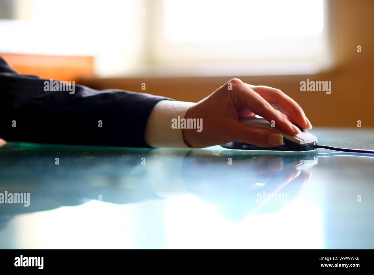 mouse work hand work background Stock Photo - Alamy