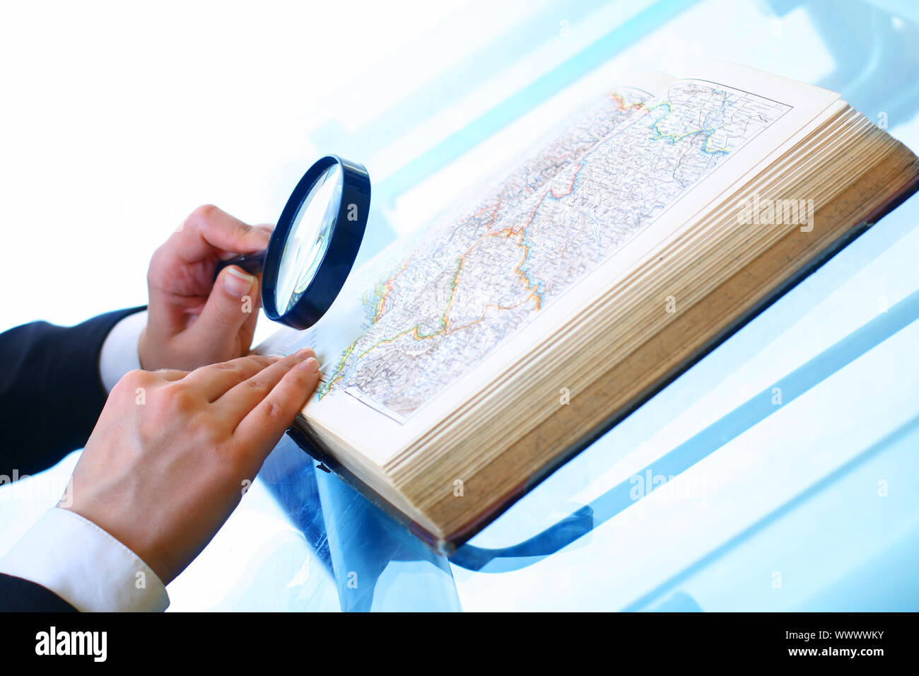 look on map where to travel Stock Photo - Alamy