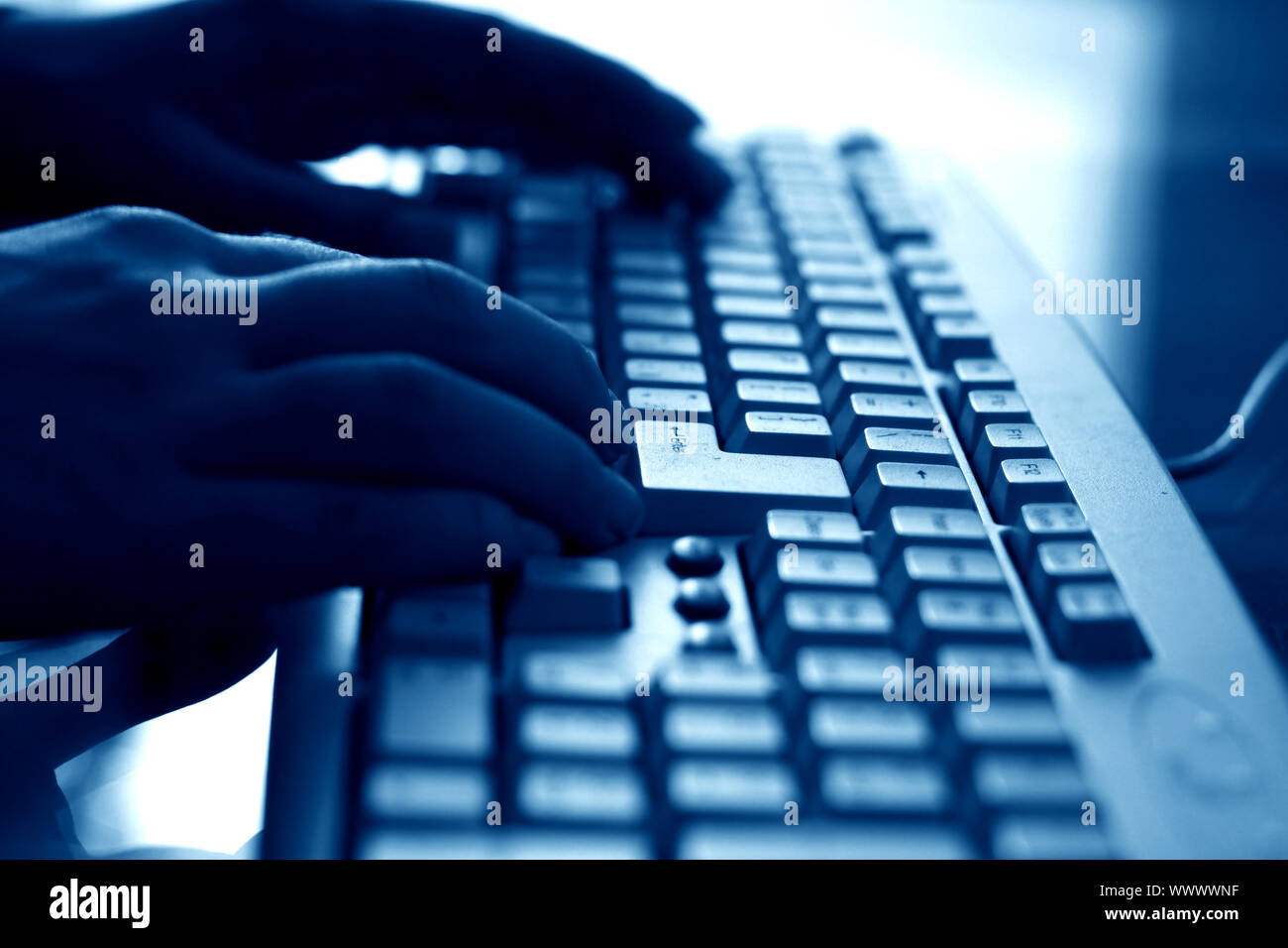 keyboard work hand background Stock Photo - Alamy