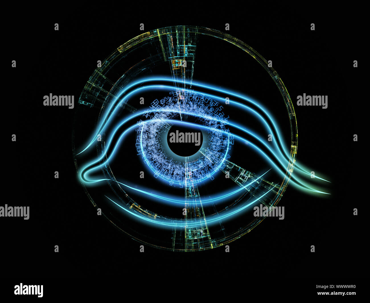 Composition Of Eye Outlines Fractal And Abstract Design Elements As A