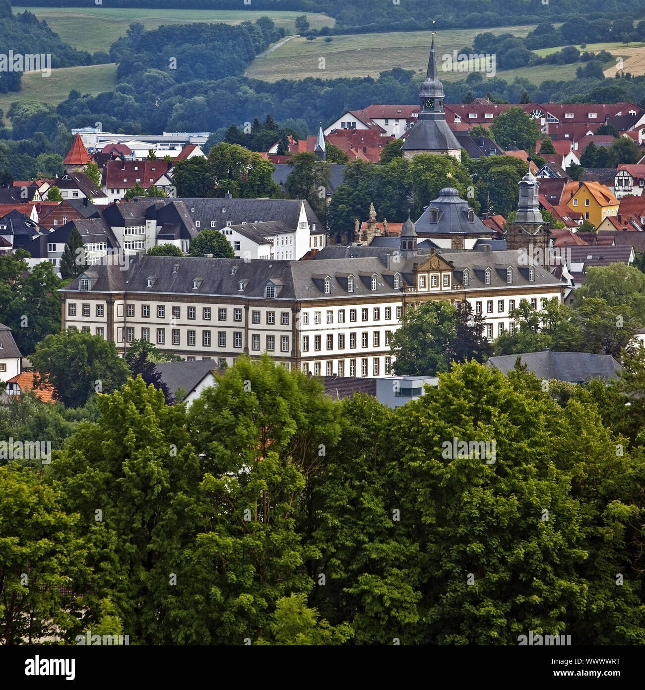 cityscape with Jesuit College, Bueren, East Westphalia, North Rhine ...