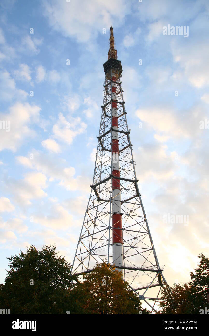 tv tower in tree foliage Stock Photo - Alamy