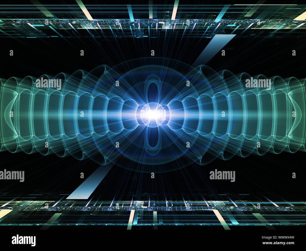 Background design of perspective fractal grids, lights, mathematical ...