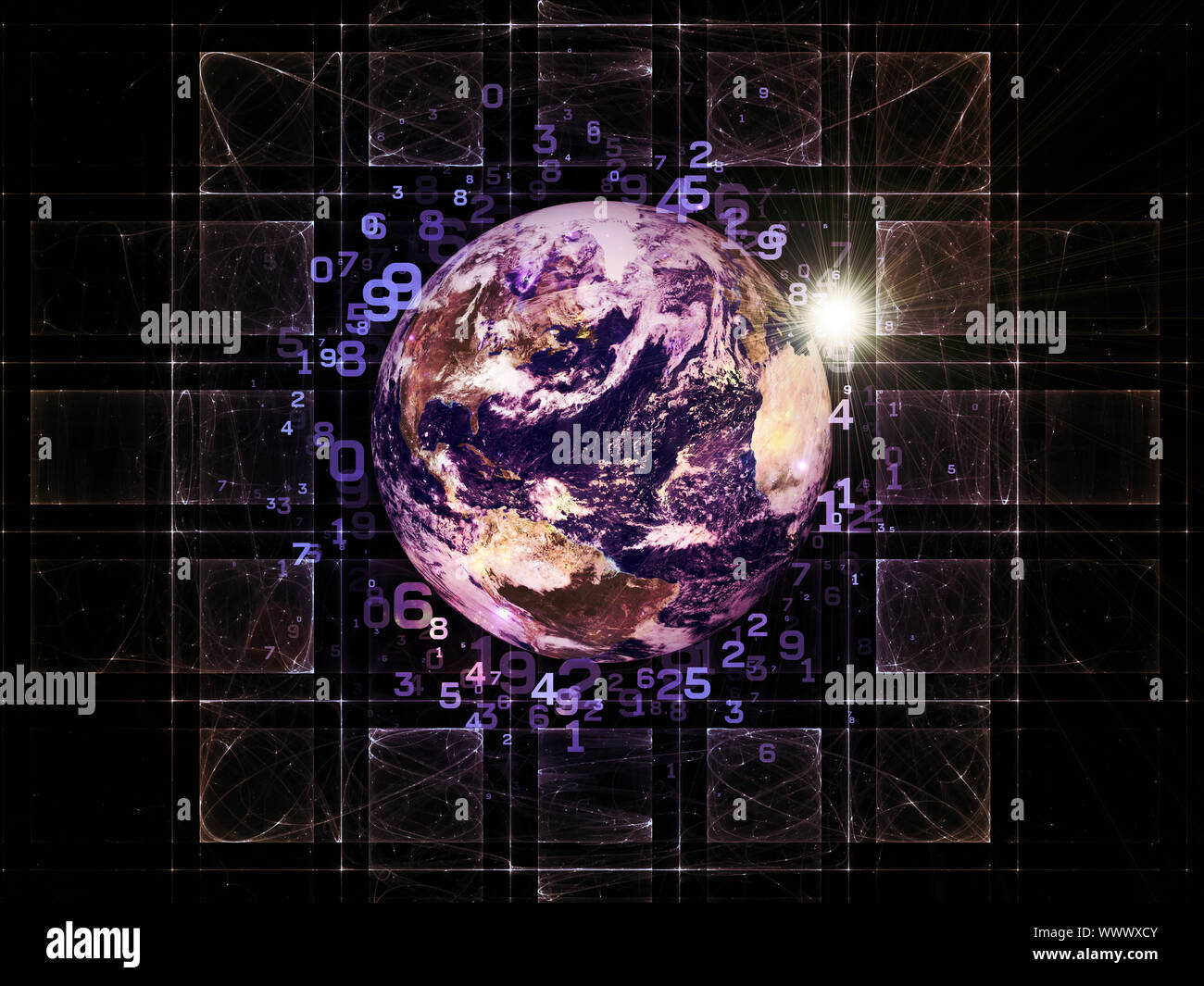 Design composed of lights, grids, satellite imagery (courtesy of NASA ...