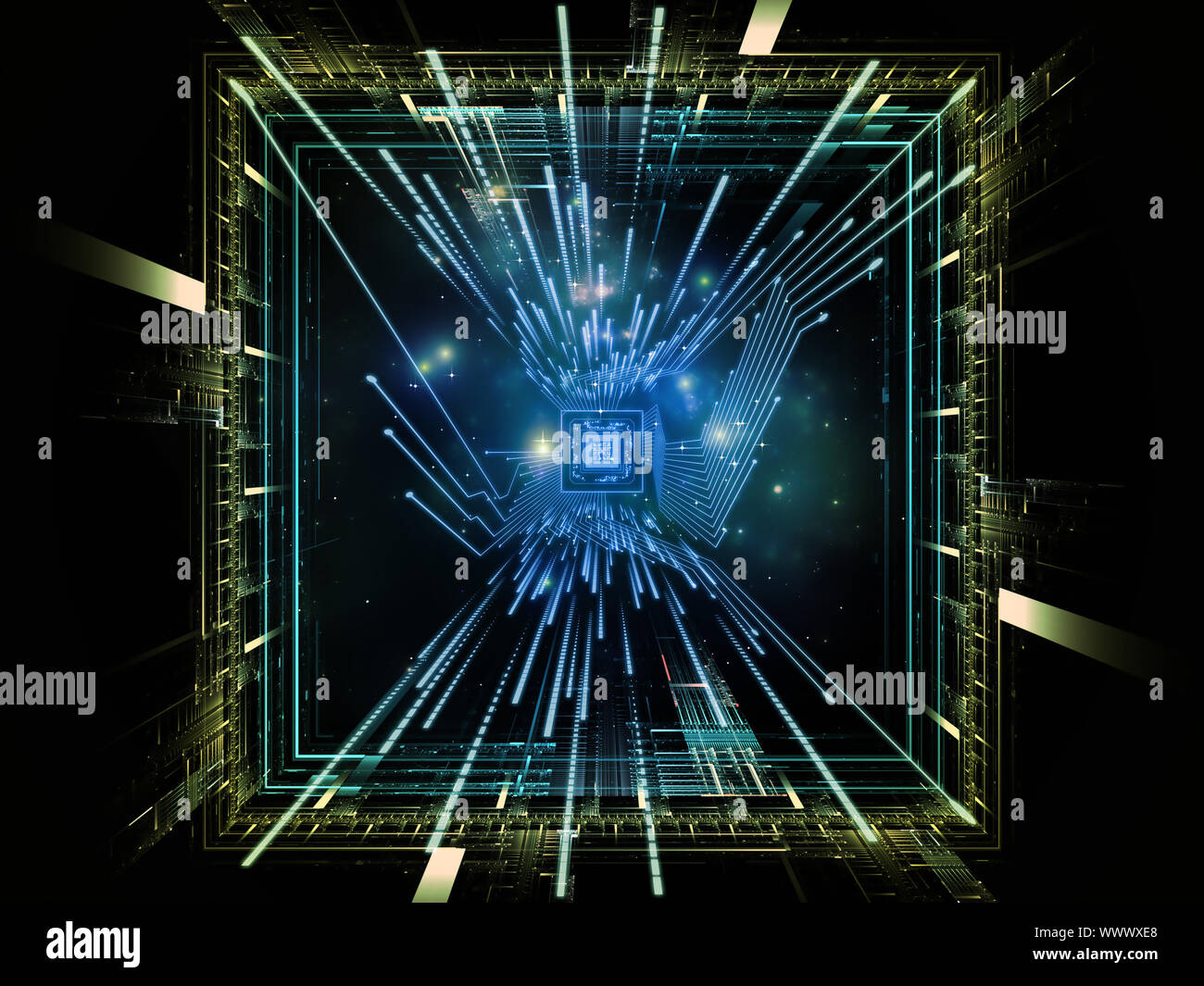 Artistic abstraction composed of CPU graphic and abstract design ...