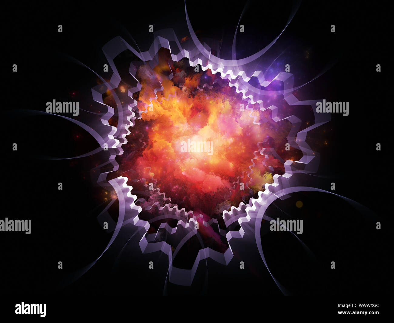 Background design of abstract gears and lights on the subject of ...