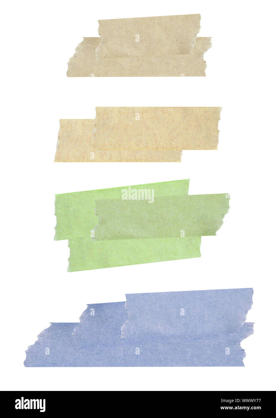 Collection of different stripes of masking tapes on white background ...