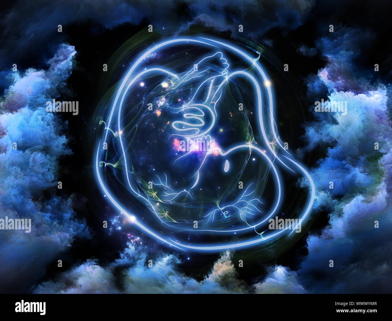 Composition of drawing of a child and abstract design elements suitable ...