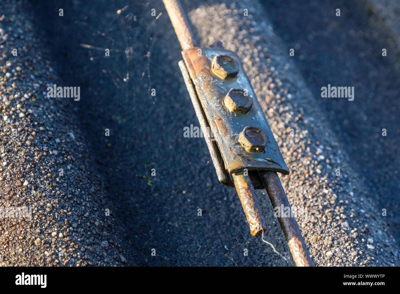 rusted lightning protection connecting clamp on the roof Stock Photo ...