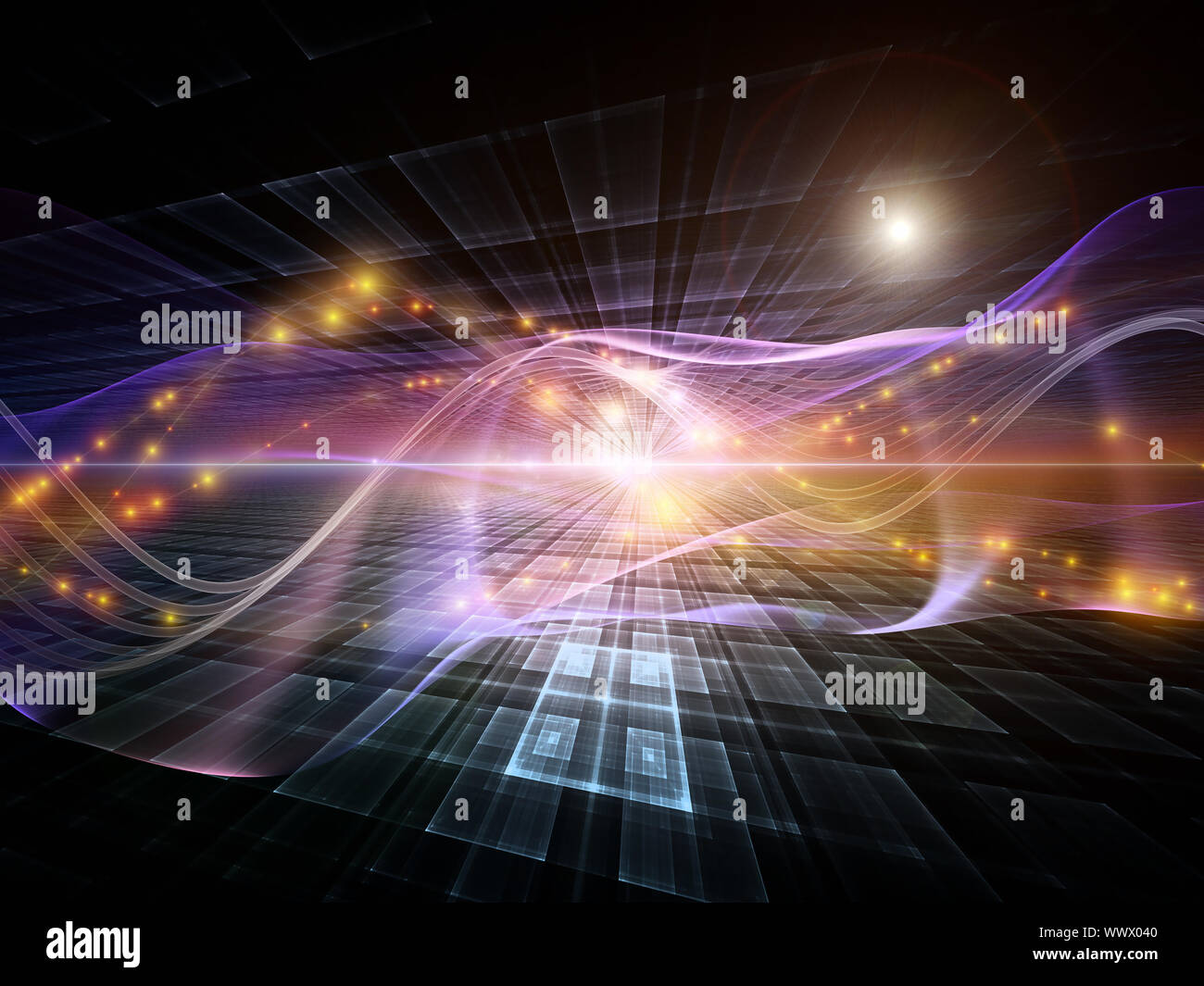 Backdrop of abstract sine waves and design elements on the subject of ...