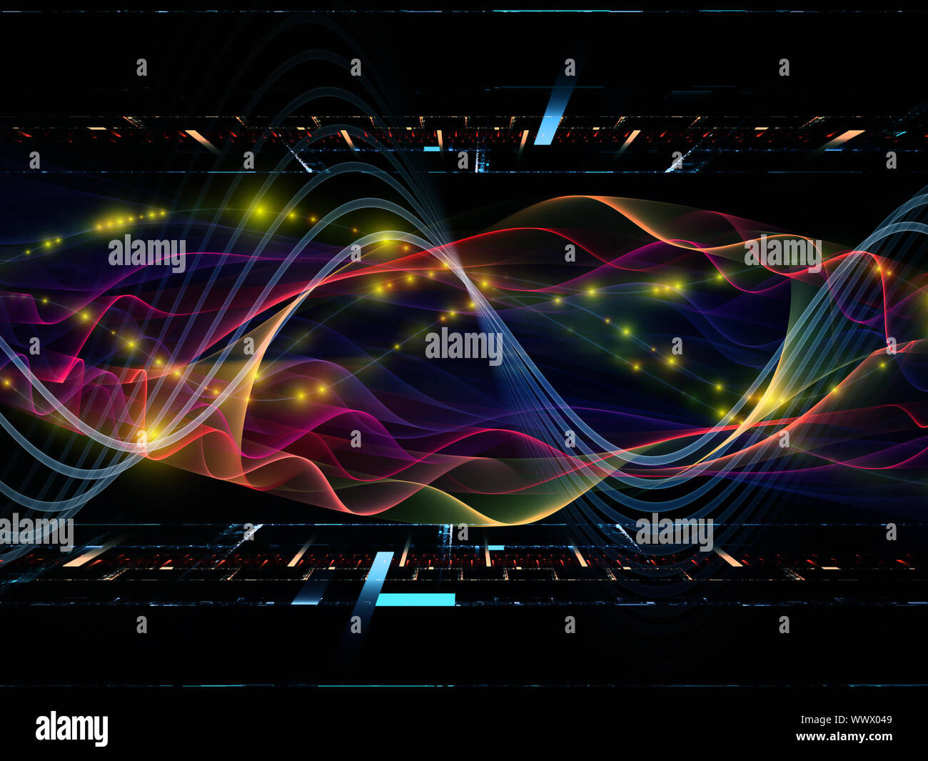 Artistic background made of abstract sine waves and design elements for ...