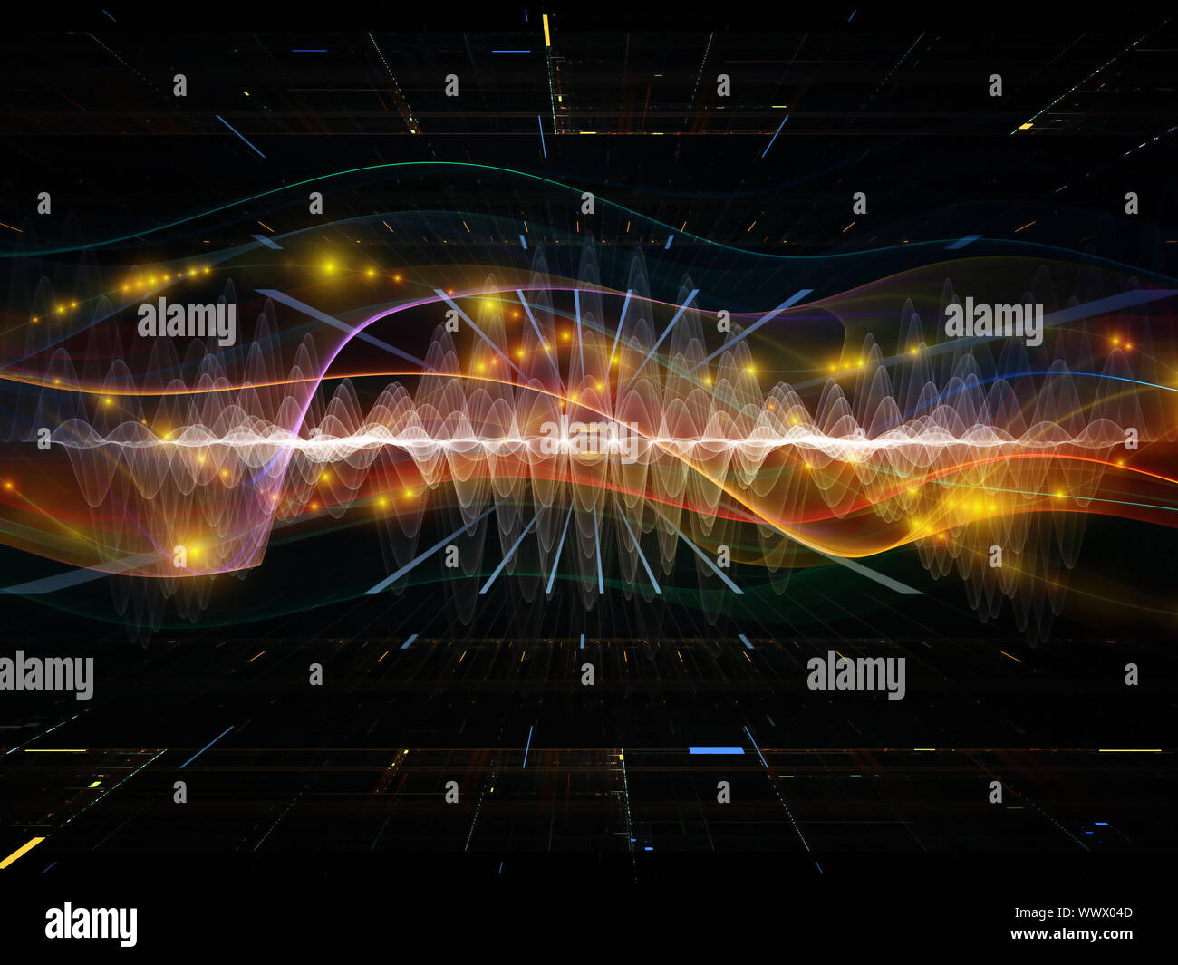 Design made of abstract sine waves and design elements to serve as ...