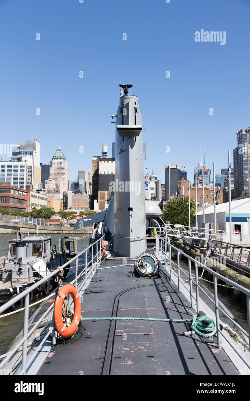 New York, USA - June 11th 2019: USS Growler submarine upper deck Stock ...