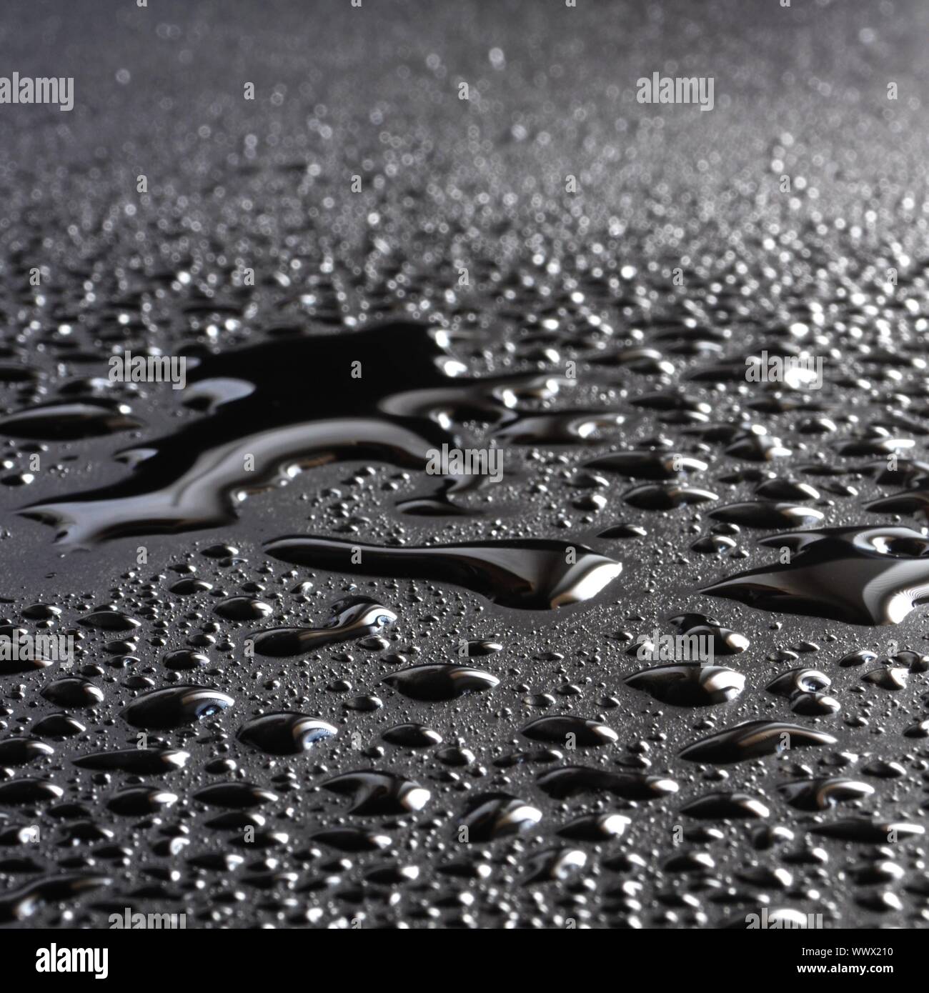 water drops on a metal surface showing freshness concept Stock Photo ...