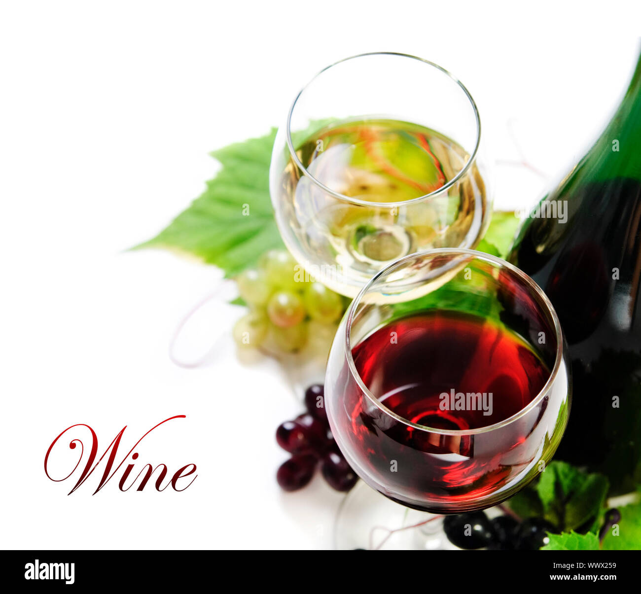 Glass of red and white wine on white background Stock Photo - Alamy