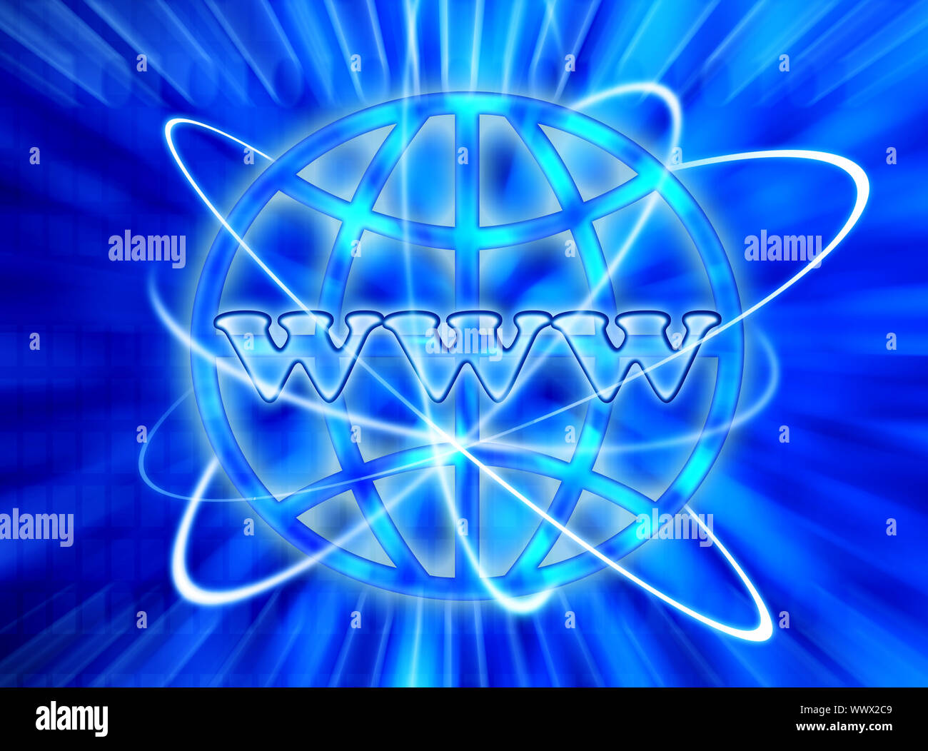 Blue WWW internet digital world background, conceptual image of world ...