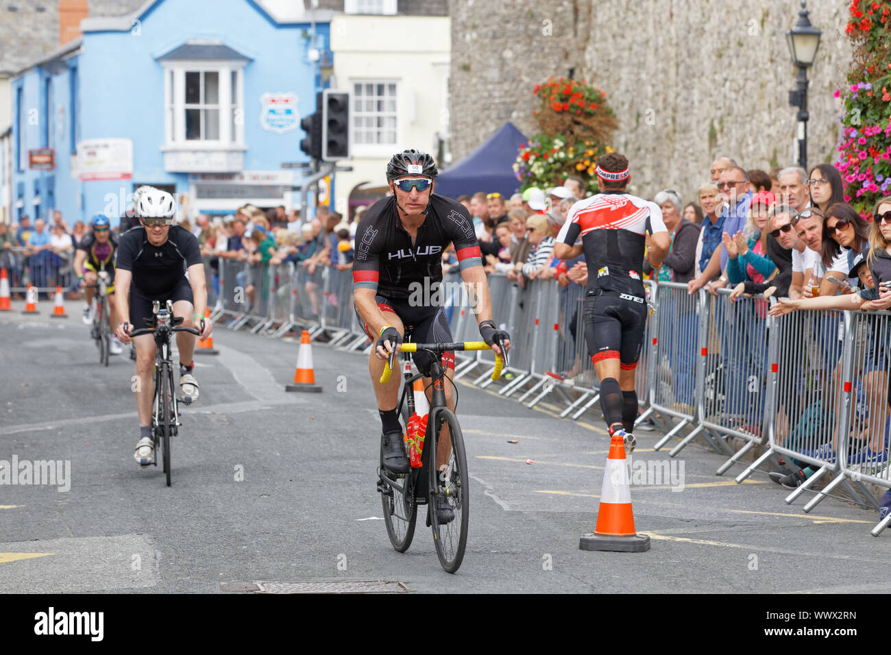 Tenby, UK. 15th Sep, 2019. Pictured: Gareth Thomas during the last mile ...