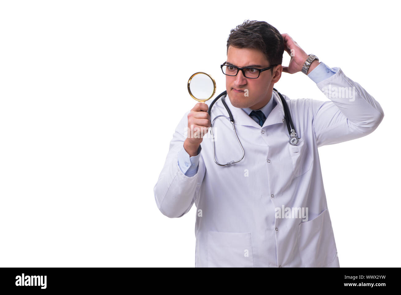 Magnifying glass doctor searching hi-res stock photography and images ...