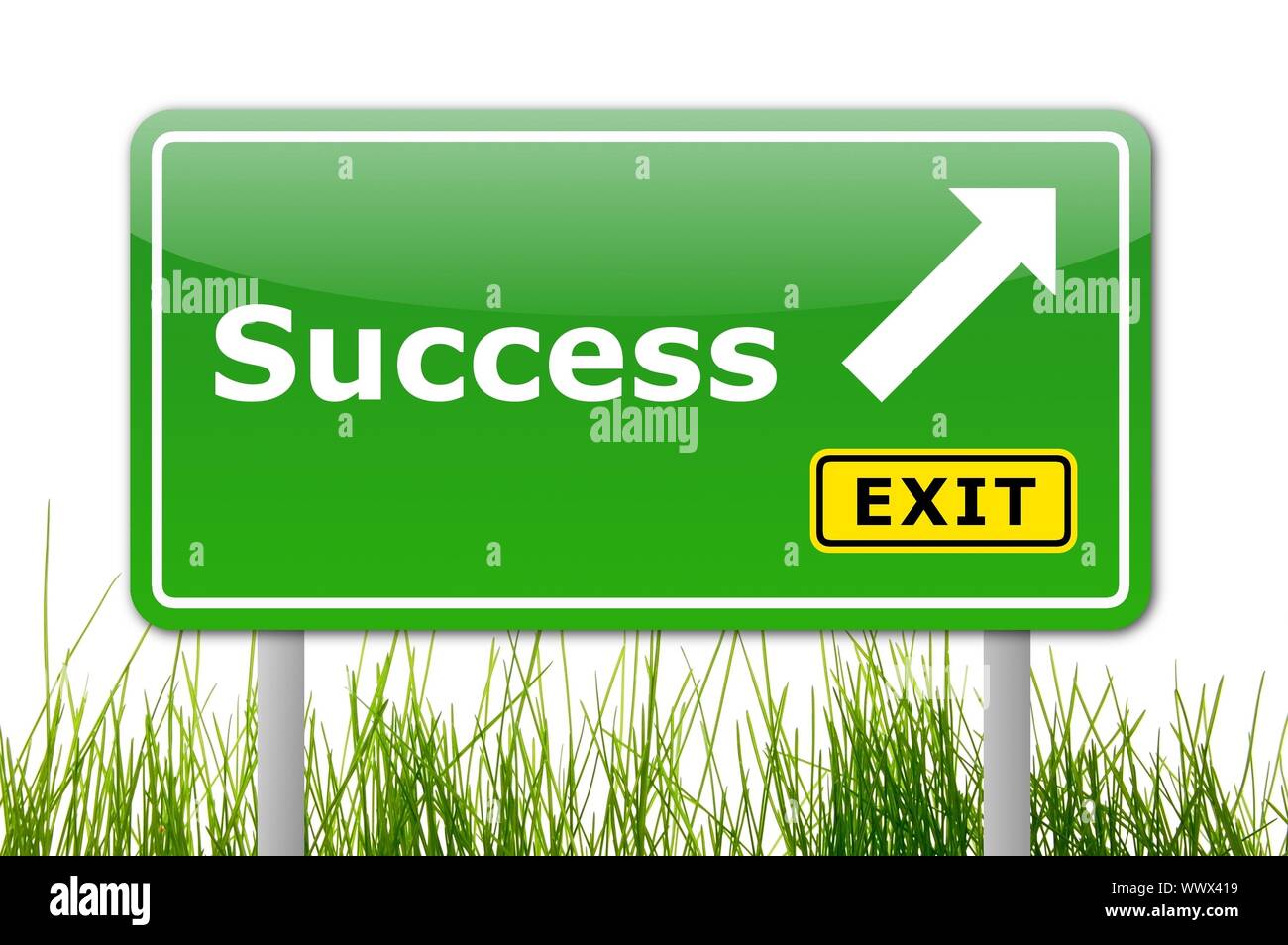 business success concept with illustration of road sign Stock Photo - Alamy