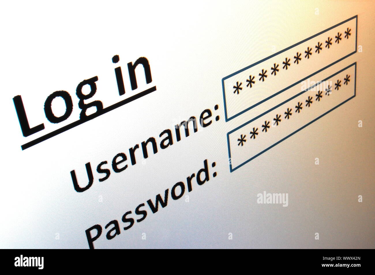 log in on a website in the internet for communication or online banking ...