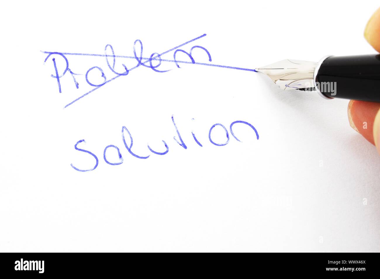 problem and solution concept with pen and paper Stock Photo - Alamy