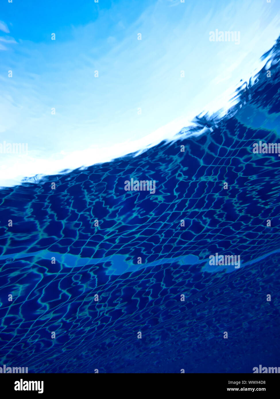Swimming pool picture from below water surface Stock Photo - Alamy