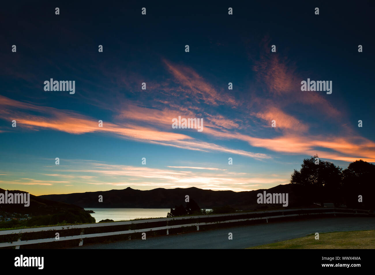 Burning evening sky towards end of sunset Stock Photo - Alamy