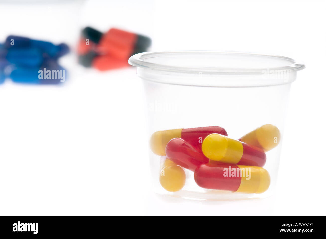 Red blue capsules in hi-res stock photography and images - Alamy