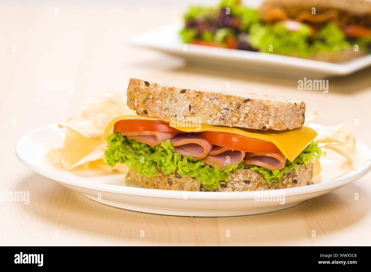 Close-up shoot of a Sandwich with rich Salad Stock Photo - Alamy