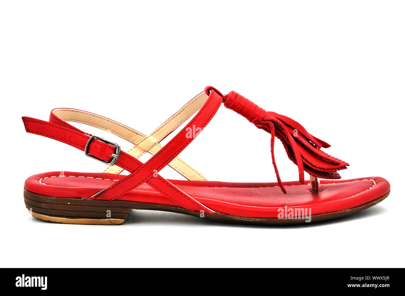 red women's sandals with white background Stock Photo - Alamy