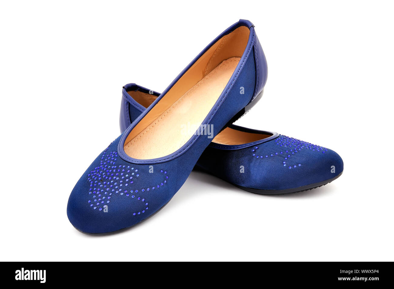 blue slippers on a white background Stock Photo - Alamy