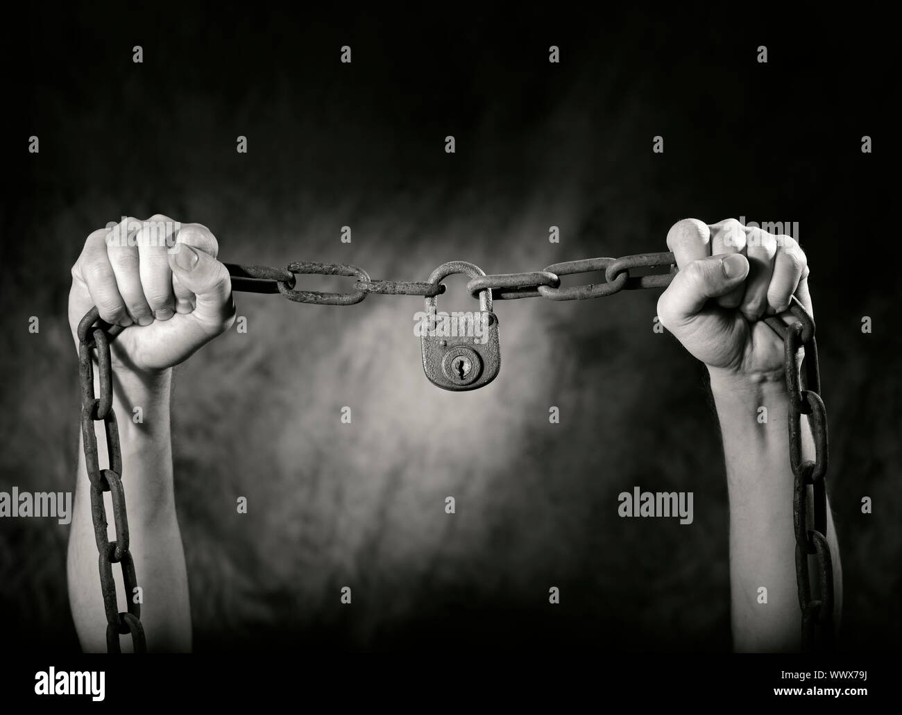 Hands lock chain locked hi-res stock photography and images - Alamy