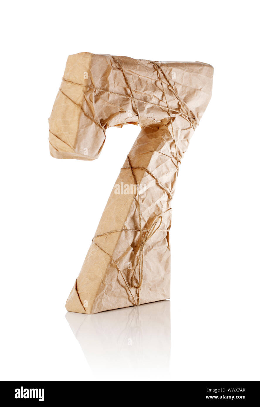 Number seven wrapped in brown paper Stock Photo - Alamy