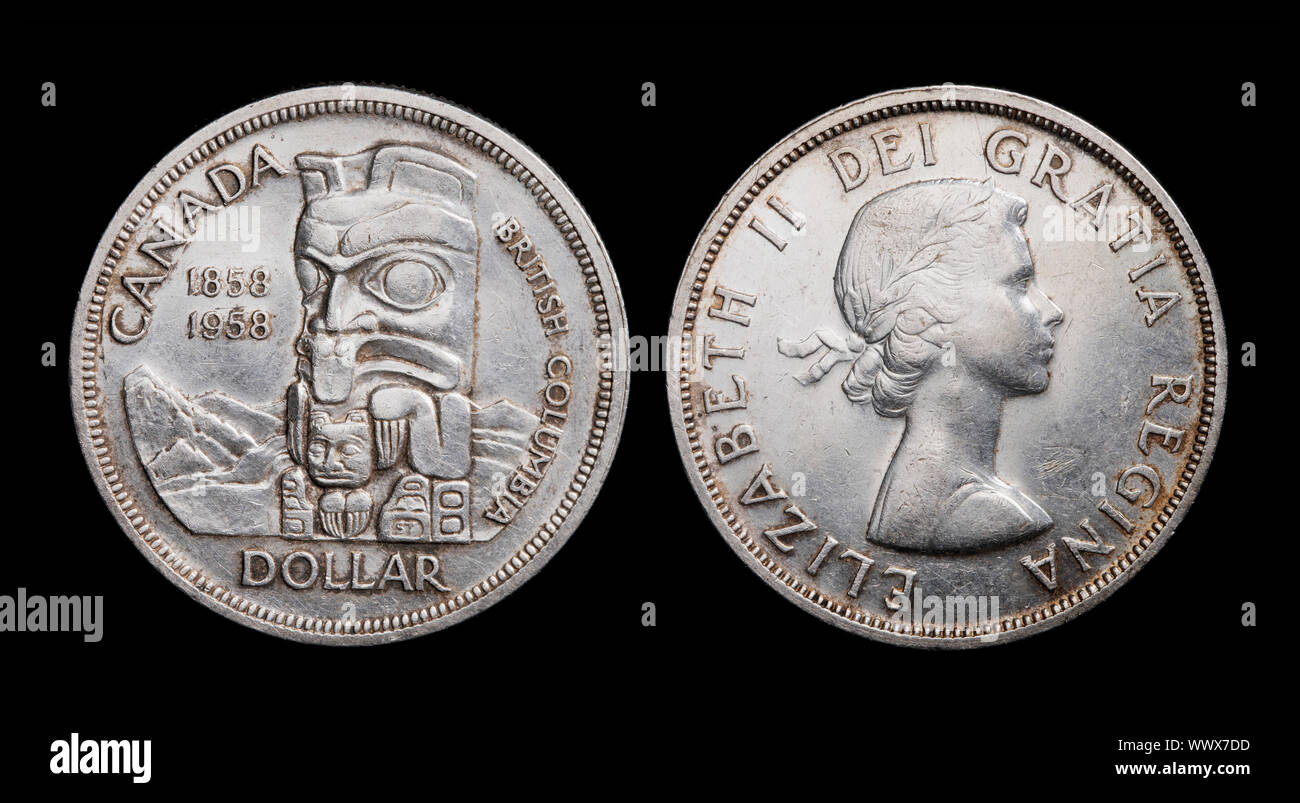 Canada - Circa 1958: Commemorative Canadian silver coin from 1958 ...