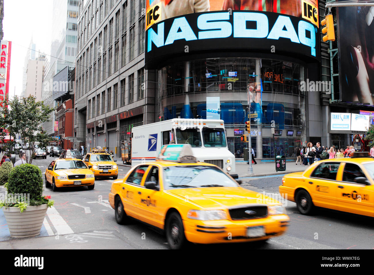 NEW YORK CITY, USA - JUNE 12: NASDAQ building on Times Square. NASDAQ ...