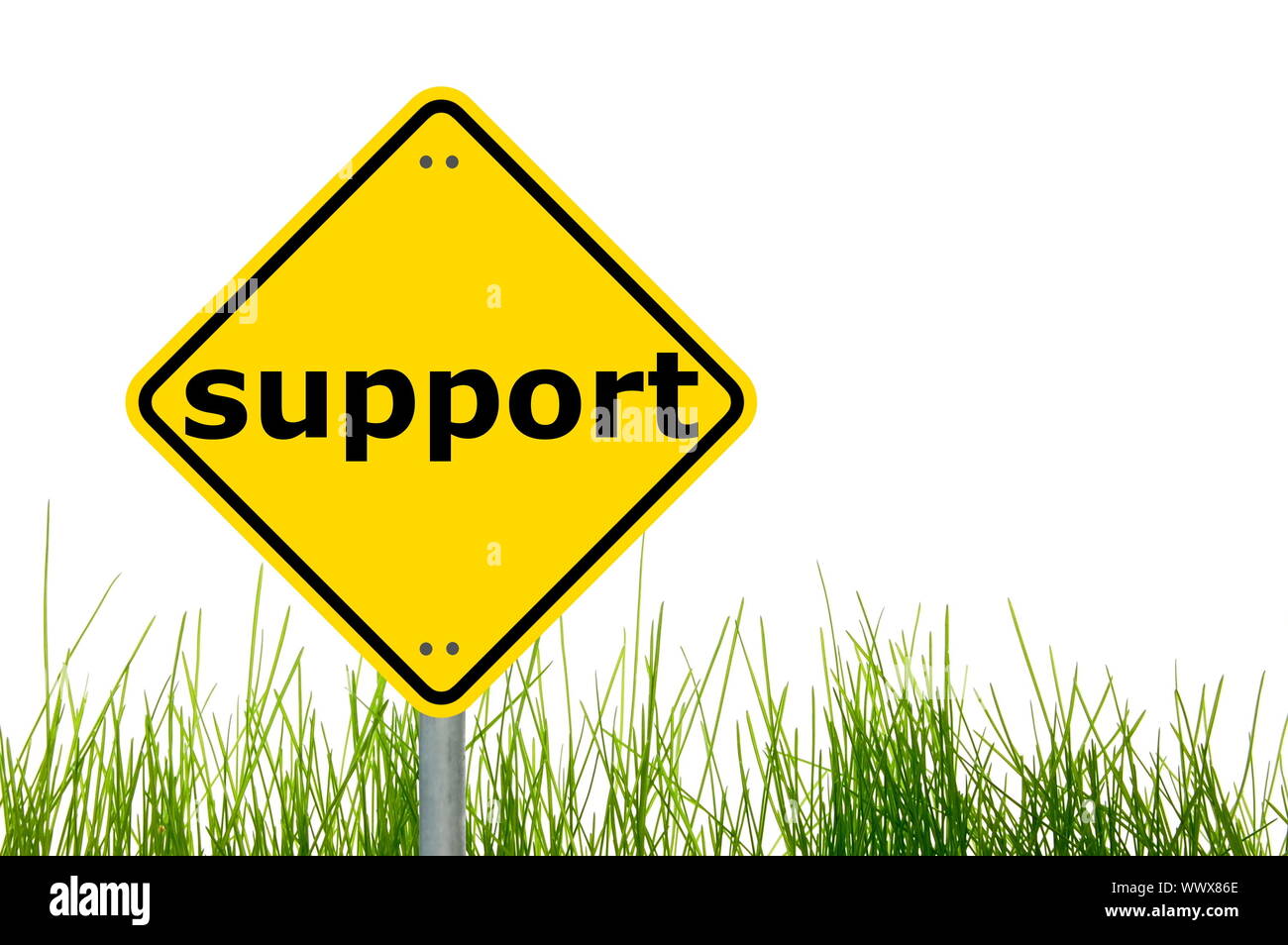 support concept with yellow traffic sign showing help an assistance ...