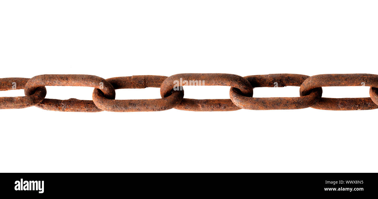 Old rusty chain on white background Stock Photo - Alamy