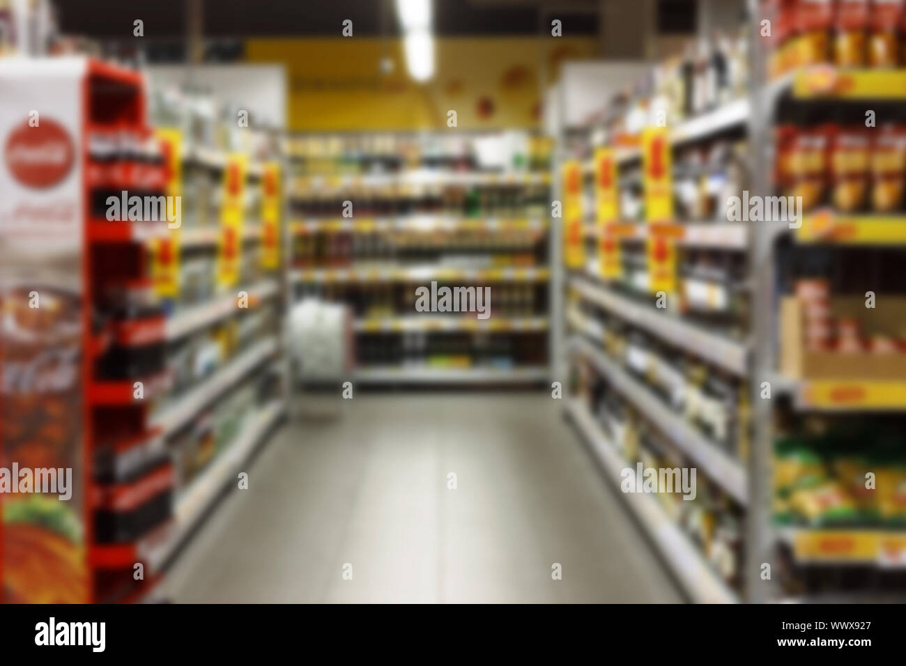 Supermarket blurred background indoor market Stock Photo - Alamy