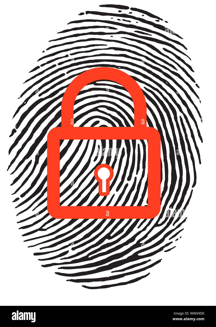 Fingerprint lock black background Cut Out Stock Images & Pictures - Alamy