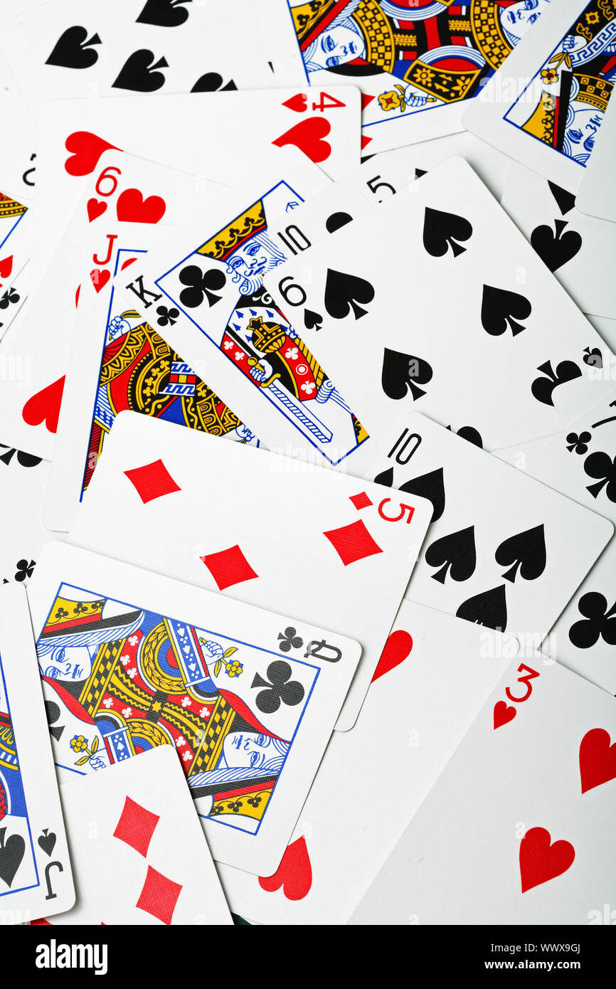 new, un-used playing cards in a random arrangement Stock Photo - Alamy
