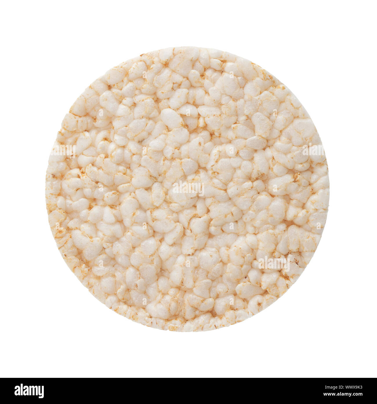 Round puffed rice cake isolated on white Stock Photo - Alamy