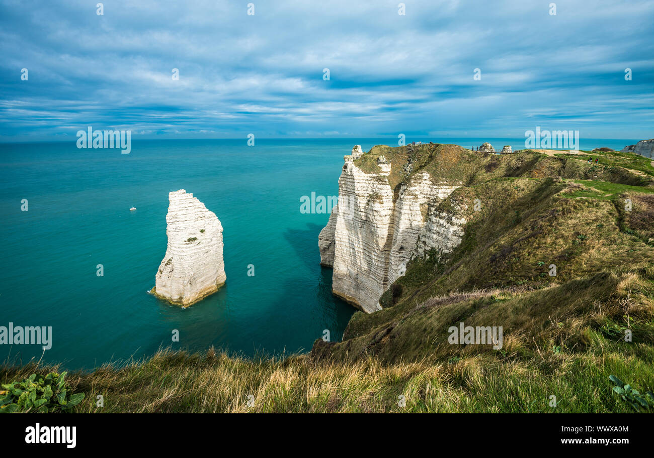 White cliffs of Etretat and the Alabaster Coast, Normandy, France Stock ...