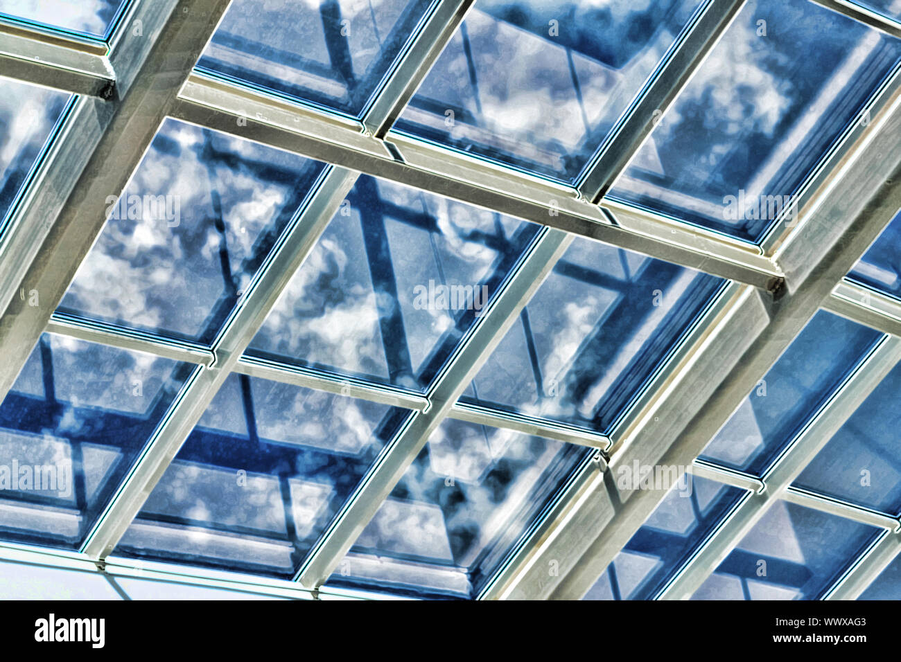 Glass ceiling with window Stock Photo - Alamy