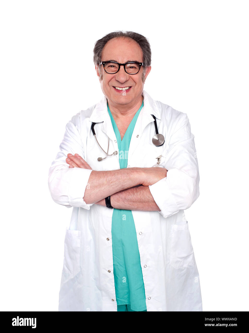 Joyful senior doctor crossed arms hi-res stock photography and images ...